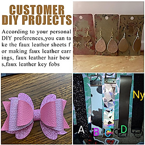 7 Pieces/Set 8x12 Inch (21cm x 30cm) A4 Bundle Leather Sheets Mixed Black Series Fine Chunky Glitter Litchi Patent Embossing Faux Leather Fabric for Bow Earring Making DIY Craft