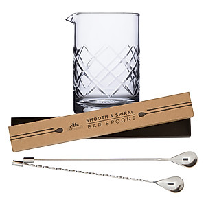 A Bar Above Cocktail kit - Heavyweight Bar Spoons Set of 2 & Mixing Glass (Diamond Cut)