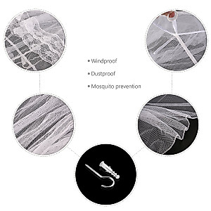 Toyvian Bed Canopy Net Baby Mosquito Net Girls Bed Tent Crib Mosquito Net, Lace Net Thicken Hanging Bed Canopy Easy Installation Mesh Net for Home Kids Room (White)