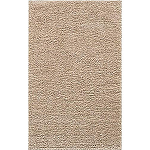 Unique Loom Davos Shag Collection Modern Luxuriously Soft & Cozy Shag Area Rug (5' 0 x 8' 0 Rectangular, Linen)