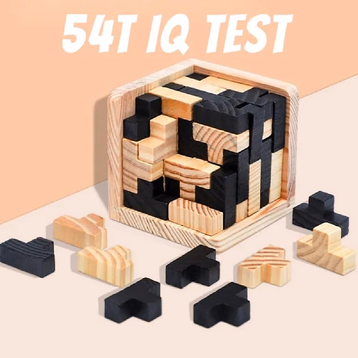 Wooden Intelligence Toy Brain Teaser Game, 3D Wooden Brain Teaser Puzzle, Adult Puzzle Wooden Game, T/L-Shaped Jigsaw Logic Puzzle Game (T+L-Shaped)