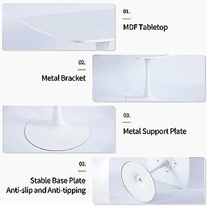 ANDORON Square Dining Table, 32 Inches Kitchen Tulip Table for 2-4 People with MDF Top and Metal Base, Modern Small Space Room Circle Table, End Table Leisure Coffee Side Table (32" - Square, White)