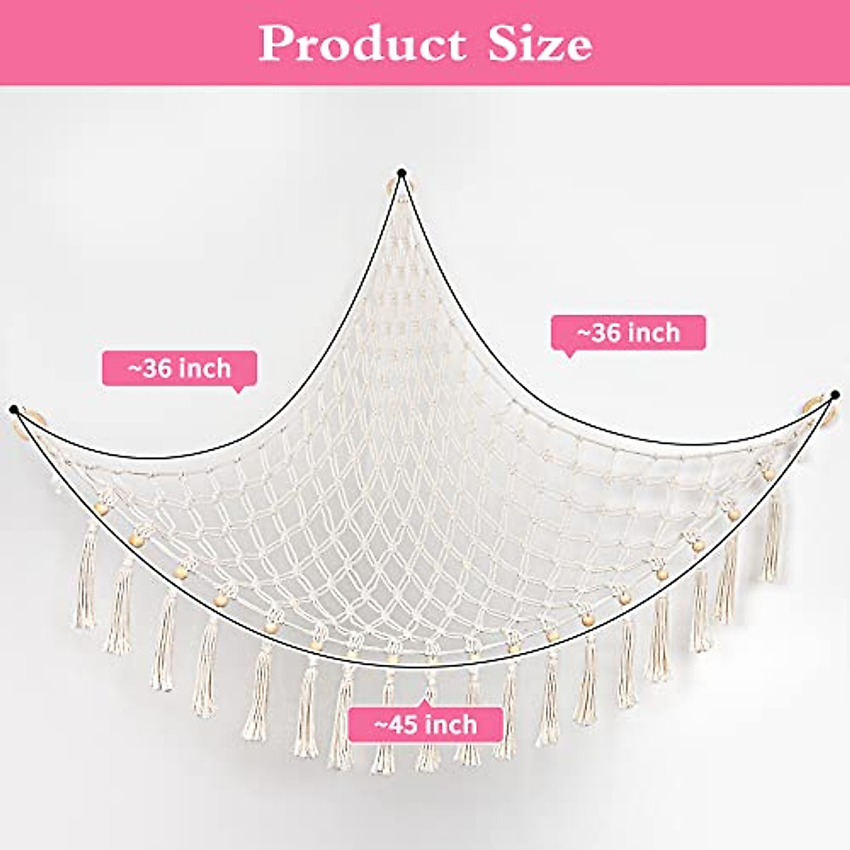 Sideim Stuffed Animal Toy Hammock,Hanging Toy Net Organizer for Stuffed Animal Storage,Corner Animal Net Holder for Bedroom Playroom Nursery Decor
