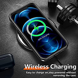 Red2Fire for iPhone 12 Pro Max Case [Military Grade Drop Protection] [Tempered Glass Screen Protector + Camera Lens Protector] Non-Slip Heavy Duty Full-Body Shockproof Phone Case (Black)