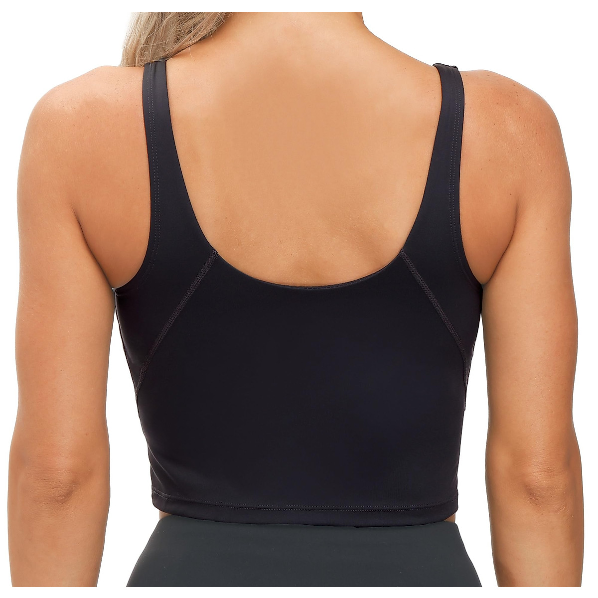 Women’s Longline Sports Bra Wirefree Padded Medium Support Yoga Bras Gym Running Workout Tank Tops (Black, Small)