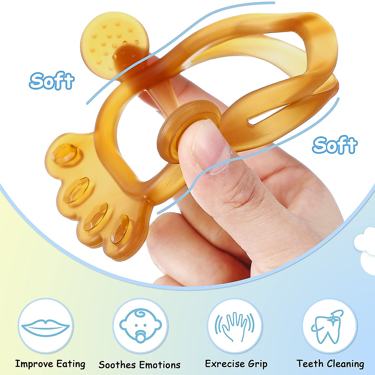 BBTO 5 Pcs Baby Hand Teether Toys for 0-6 and 6-12 Months Toddler Christmas Silicone Hand Teether Gifts with Adjustable Wristband Anti Dropping Chew Toys for Toddler Infant Newborn