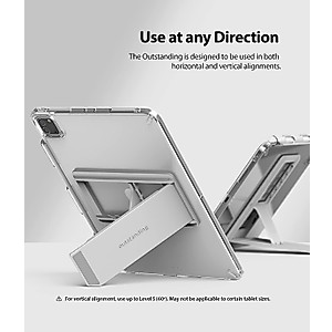 Ringke Fusion with Outstanding [Case + Stand] Compatible with iPad Pro 11 Inch Case (4th 2022, 3rd 2021, 2nd 2020, 1st 2018) Transparent Cover with Pencil Holder + Kickstand - Clear & Light Gray