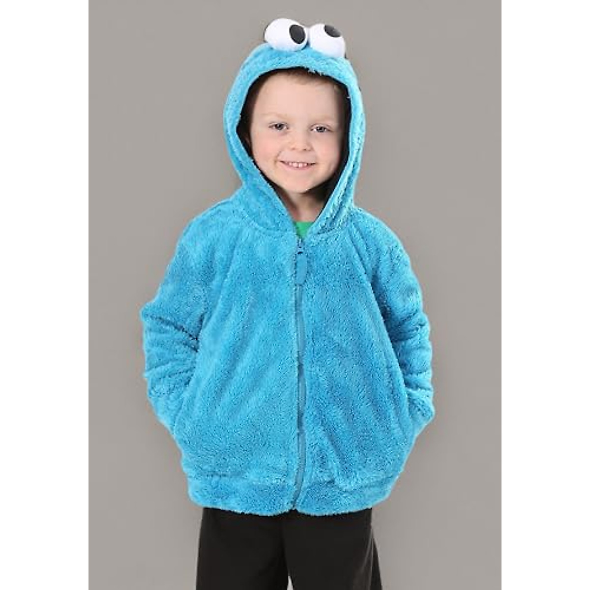Sesame Street Toddler Boys' Fuzzy Costume Hoodie (Multiple Characters), Cookie Monster, 3T