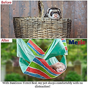 Meric Ferret Hammock, Cotton Sleeping Nest for Small Animals, Pet Cage Swinging Bed and Nap Sack, Warm Cashmere Inner Lining for Winter, Durable Canvas Mat, with Rings and Spring Hooks