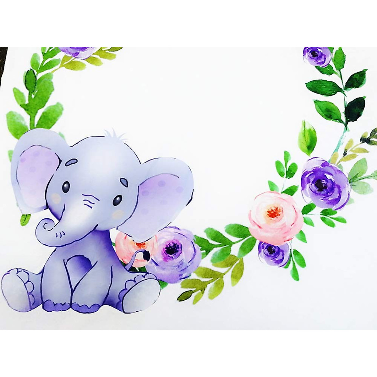 Baby Monthly Milestone Blanket Newborn Girls Purple Flower Elephant Photo Props Shoots Backdrop Personalized Photography Growing Infants Toddlers Swaddle Blanket Includes Wreath Frame