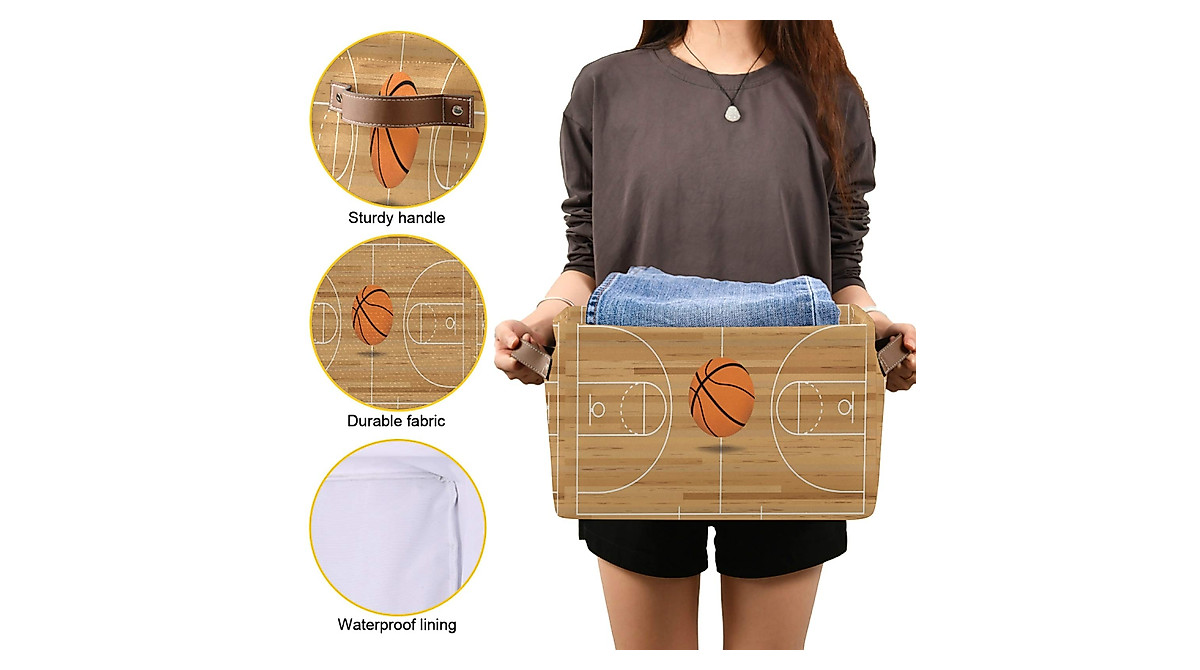 Basketball Court Storage Bins - Collapsible & Stylish Organizer