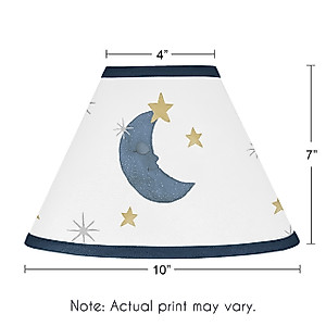 Sweet Jojo Designs Moon and Star Lamp Shade - Navy Blue and Gold Watercolor Celestial Sky Gender Neutral Outer Space Galaxy