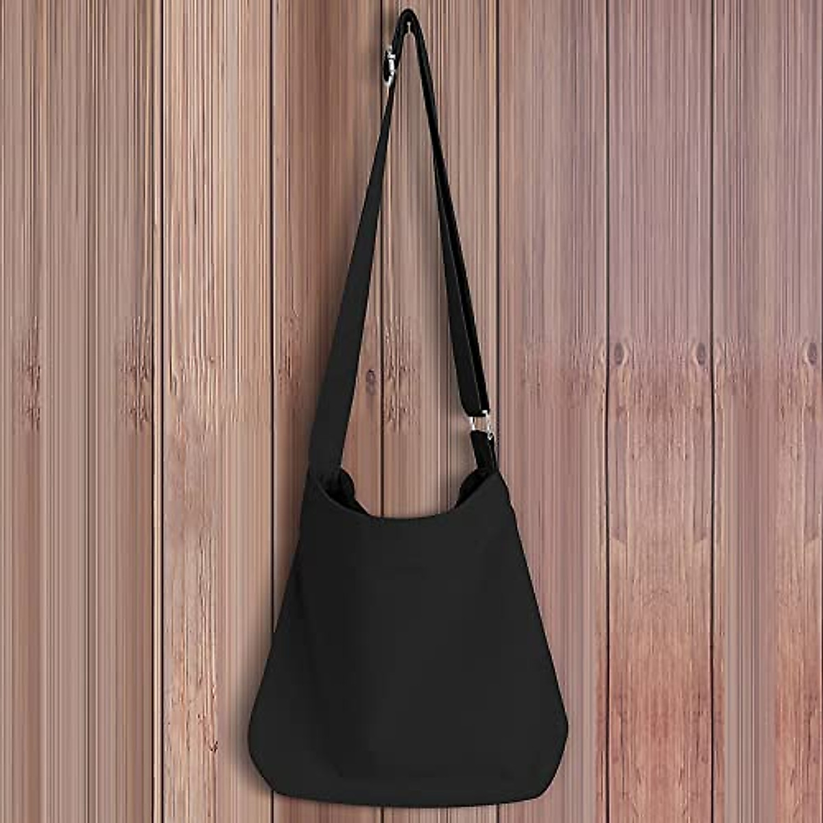 TOPTIE Custom Black Canvas Hobo Tote Bag with Logo, Personalized Crossbody Bag for School, Large Shoulder Bag