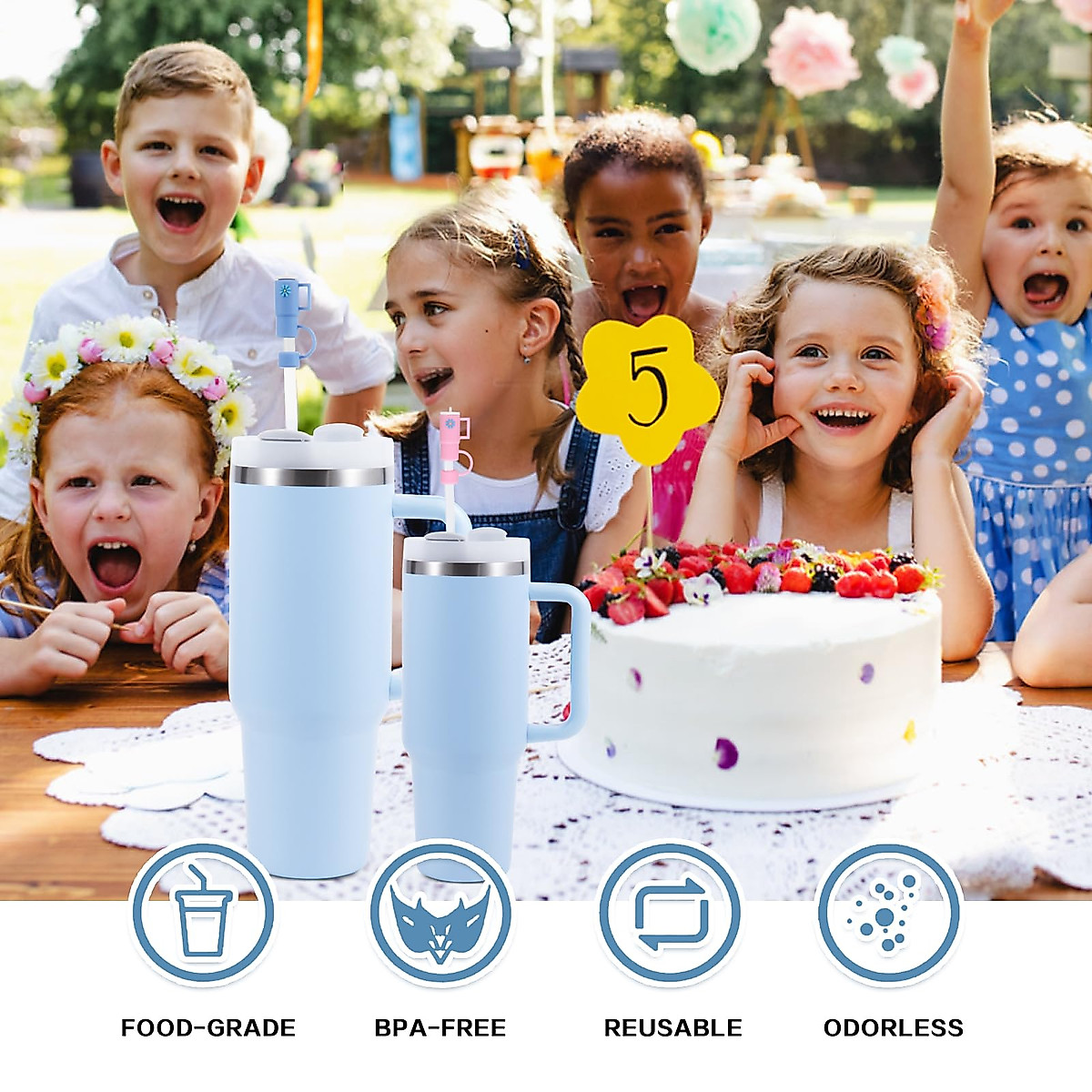 12pcs Silicone Straw Covers Cap for Stanley Cup,Reusable Drinking Straw Covers Compatible for Stanley 30&40 Oz,Straw Toppers for Stanley Cup Accessories