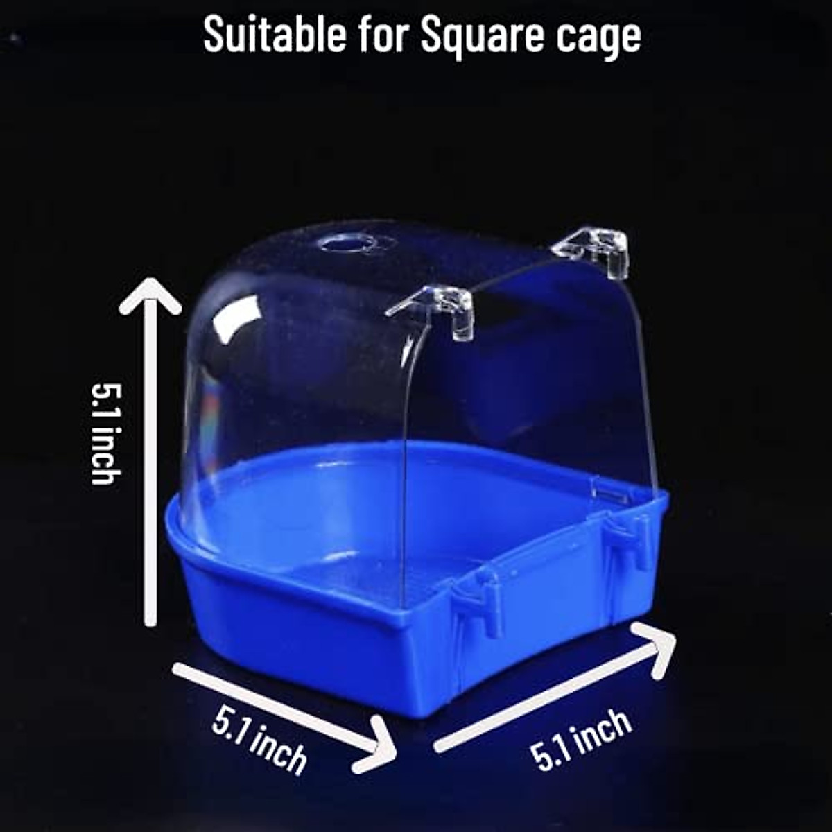 Bird Bath Cage, Cleaning Pet Supplies Bird Bathtub with Hanging Hooks Come with Free Water Injector for Parrots Spacious Parakeets Portable Shower for Most Birdcage Random Color (S for Square cage)