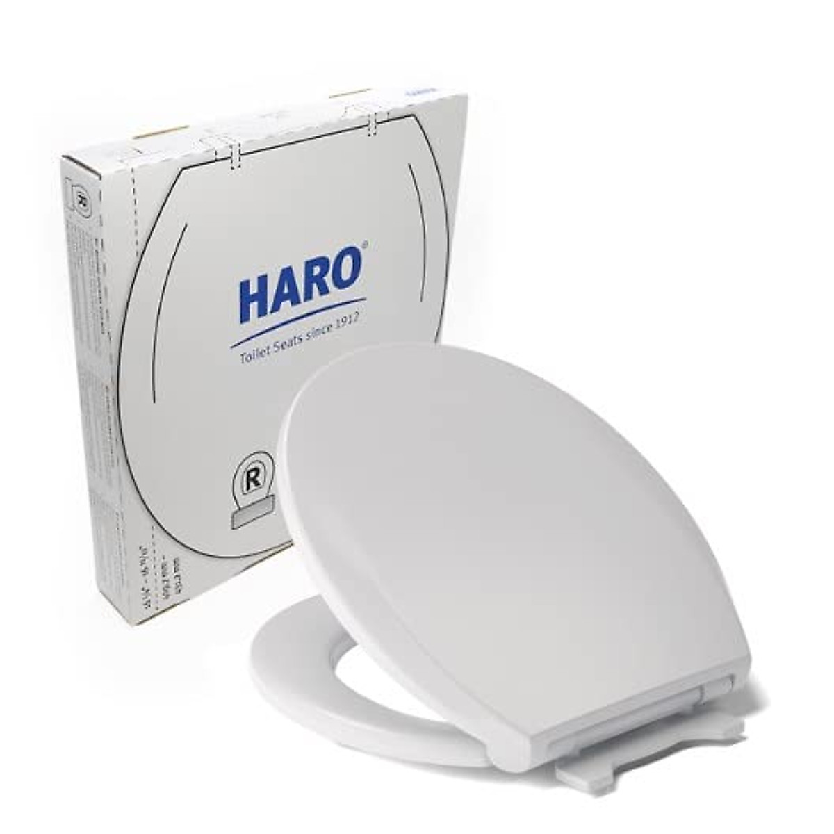 HARO | ROUND Toilet Seat | Slow-Close-Seat | Heavy-Duty up to 550 lbs, Quick-Release & Easy Clean, Fast-Fix-Hinge, No-Slip Bumpers White | Premium-Duroplast > Scratch Resistant | 16.5" x 14.5" x 2.32"