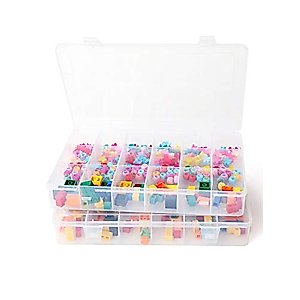 UHOUSE 2 PCS 18 Grids Clear Plastic Organizer Container Storage Box with Fixed Dividers for Nuts and Bolts, Tools Storage Organizer Box Case for Craft Tackles Hardware
