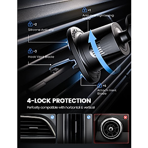 Lamicall 2024 Wider Clamp & Metal Hook Car Phone Holder Vent [Thick Cases Friendly] Phone Holder Car Hands Free Cradle Air Vent for Smartphone (Dark Grey)