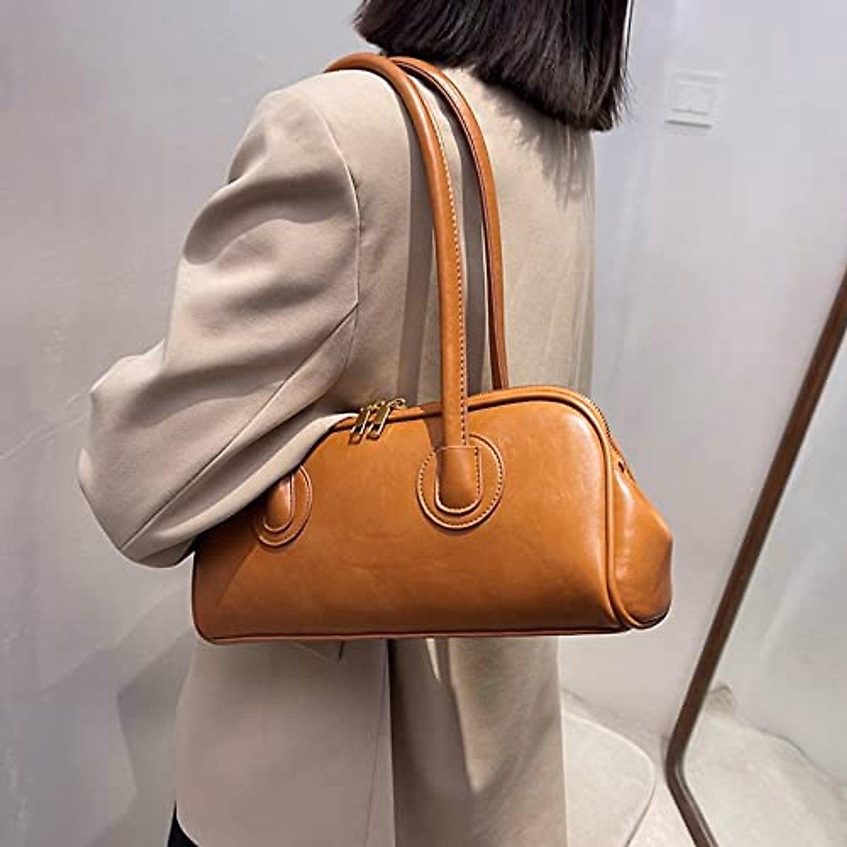JBB Shoulder Bag Retro Classic Purse Clutch Small Crossbody Bag Satchel Bags Handbag PU Leather Saddle Bag Brown