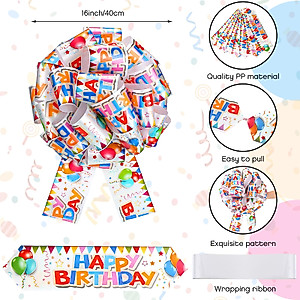 Retrowavy 2 Pcs 16 Inch Large Birthday Pull Bow for Present Gift Wrapping Birthday Bows Giant Gift Bow for Car Colorful Car Ribbon Bow for Birthday Party Holiday Gifts Presents