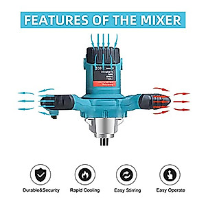 Maxgeen Concrete Mixer,2100W Portable Electric Mud Mixer for Mixing mortar,6 Speed Adjustable Paint Mixer, Handheld Cement Mixer with Gloves