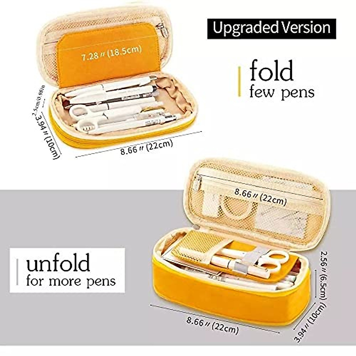 JIAXIAO Canvas Pencil Box,School Travel Bags Pen Bag Fold Pencil Bag for Student Classic Pocket Cosmetic Bag Pencil Case Pens Holder(Deep Blue)