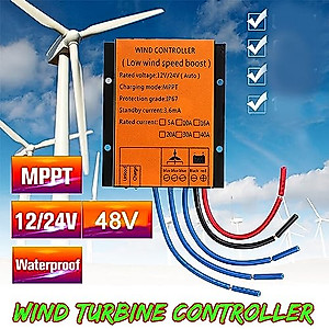 HUIZHITENGDA 8000W Waterproof Solarwind Turbine Controller,IP67 Waterproof DC 12V 24V 48V MPPT Charger Wind Turbine Controller for Wind Turbines and Water Turbines,12v