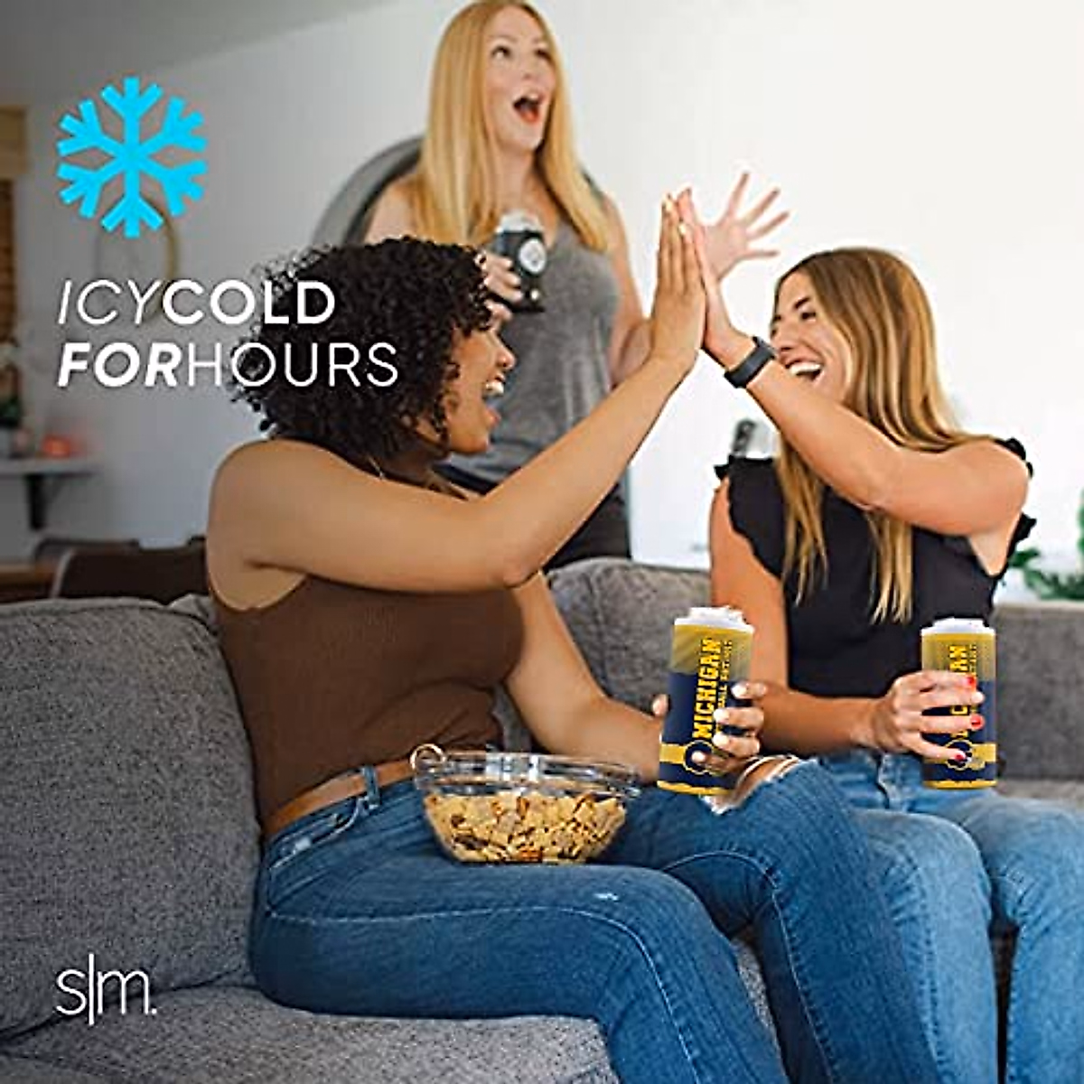 Michigan Slim Can Cooler Double Walled Insulated Stainless Steel Vacuum Beverage Can Cooler Insulator for 12oz Slim Beer, Soda, and More