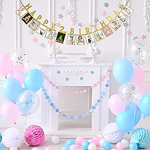 Labakita Happy 2nd Birthday Photo Banner - Baby 2nd Birthday Photo Frame Photo Banner - Baby Boy or Girl's 2nd Birthday Party Decorations Supplies - Two Years Old Birthday Sign (Gold)