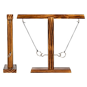 Franklin Sports Dueling Ring Hooking Game - Fun Wooden Adult and Kid Party Ring Hook Game - Two Ring and Score Tracker Included Indoor Game Room Fun - Great Game