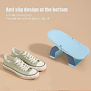 Hztyyier Shoe Slots Organizer, Double Layer Shoe Stacker Space Saver Shoe Rack Holder for Closet Organization(Blue)