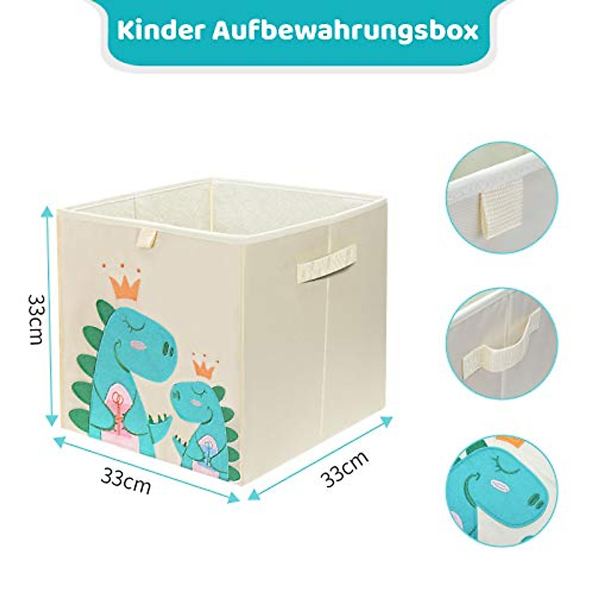 GARPROVM Organizer for Kids Nursery, Cute Cartoon Animal Storage Bins Basket Cube for Shelves, with Handles, fits Baby, Clothes, Children's Room, 13inch
