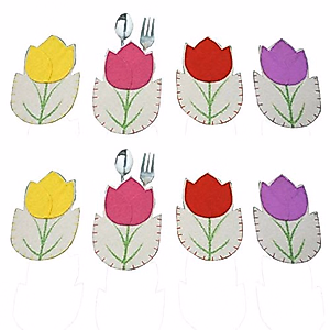 Easter Decor Tableware Dinner 8pc Pockets Holders Case Decoration Silverware Home Decor Rubber Table Mat (Multicolor, One Size)