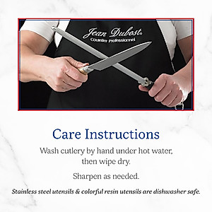 Laguiole Jean Dubost - 6 Steak Knives Set - Pearl Color - in 15/10 Stainless Steel - Serrated Blade