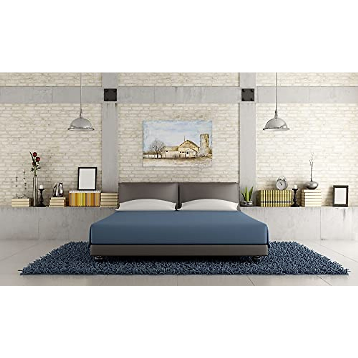 YHSKY ARTS Rustic Canvas Wall Art with Textured Old Barn and Tree Paintings Contemporary Aesthetic Farmhouse Pictures Modern Vintage Artwork for Living Room Bedroom Bathroom Decor