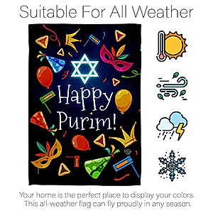 Ornament Collection Happy Purim Garden Flag Celebration House Decoration Banner Small Yard Gift Double-Sided, Made in USA