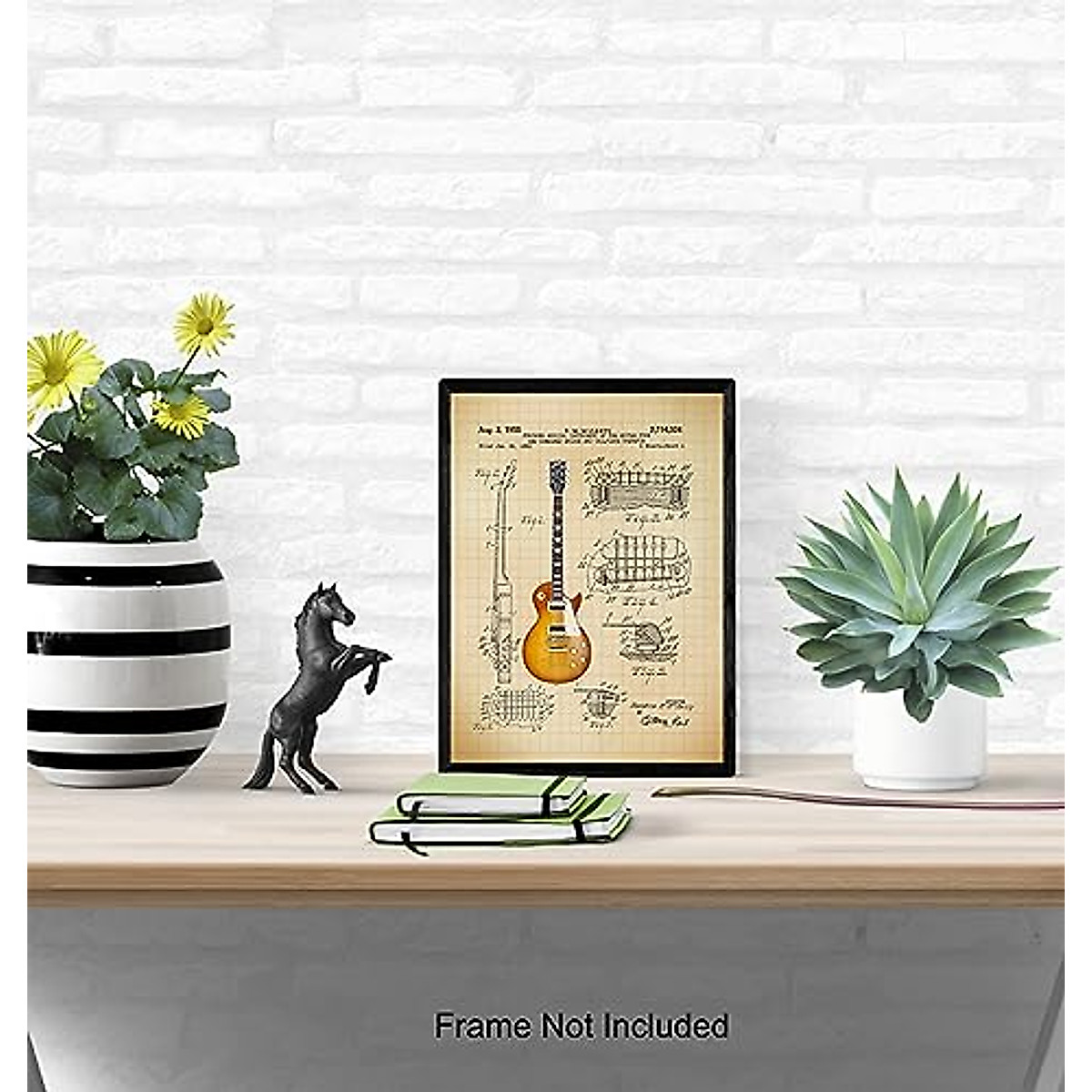 Guitar Patent Print - Iconic Electric Guitar of Famous Musicians - Music Gift for Rock n Roll Fan, Musicians, Guitar Player - Cool Wall Art, Home Decor Artwork Poster Picture - 8x10 Unframed