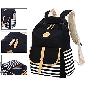 Geek-M Backpack set Canvas School Bag Teens Boys/Girls Book Bag Middle School Backpack