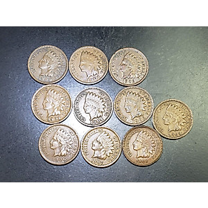 1900 No Mint Mark 1901 1902 1903 1904 1905 1906 1907 1908 1909 Complete Decade U.S. Indian Head Cents - 10 coins Penny Seller All Better Grades With Full LIBERTY
