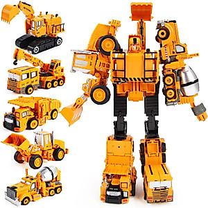 HOLYFUN 5 in 1 Transform Toys, Transform Construction Truck, Great Gift for 3 4 5 6 7 Years Old Kids, Boys and Girls