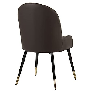 RuiSiSi Modern Dining Chairs, PU Leather Side Chair Pub Chairs French Style Kitchen Room Chairs with Comfortable Wing Back and Solid Metal Chair Legs, Set of 2, Brown