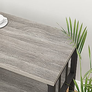 IBF Industrial Horizontal Bookshelf, Modern 5 Cube Storage Organizer Open Shelf, Low Wide Cubby Bookcase for Home Office Living, Wooden Metal Short Book Shelf Bedroom Storage, Light Grey Oak, 47 Inch