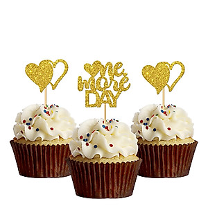 MonMon & Craft One More Day Cupcake Toppers/Wedding Rehearsal/Wedding Engagement Mr & Mrs Party Cupcake Dessert Decorations - Bridal Shower Cupcake Toppers Glitter 24 Pcs