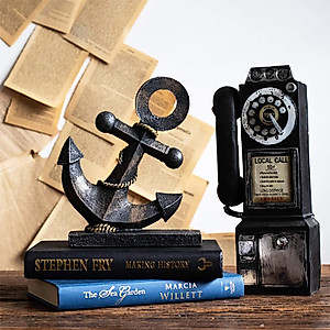 JUZZQ For Office Garden Family Room Abstract Ornaments Figurines Art Gift Home Desk Bathroom Decoration Sculpture,Creative Style Marine Anchor Rudder Statue Retro Model Props Craft