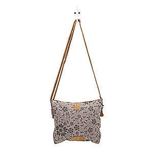 Myra Bag Teal & Tan Upcycled Leather & Leather Small Crossbody Bag S-1483, Brown,