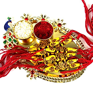 KSJONE Set of 12 Om Design Rakhi Thread, Rakhi for Brother, Raksha Bandha Gift for Your Brother, Rakhi Bracelet for Loving Sibling, Father, Bhabhi, Bhaiya with Roli Chawal (Design 2)