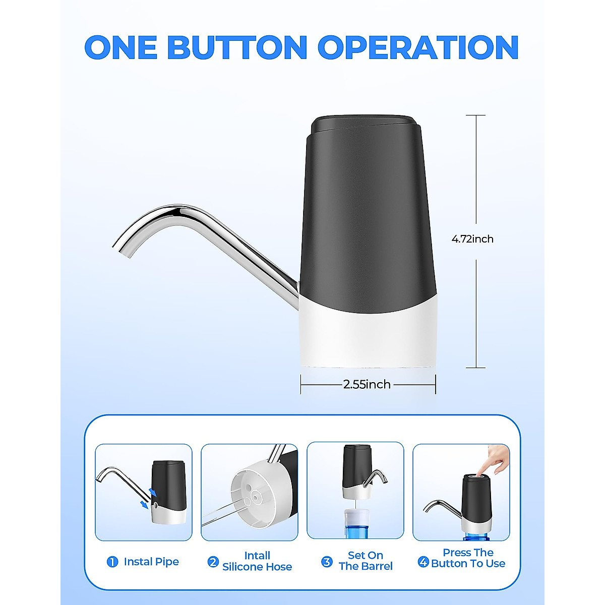 Water Dispenser Pump, USB Charging Automatic Drinking Water Pump for Mini Water Jug Dispenser Portable, Ideal for Home Kitchen Living Room Office Camping