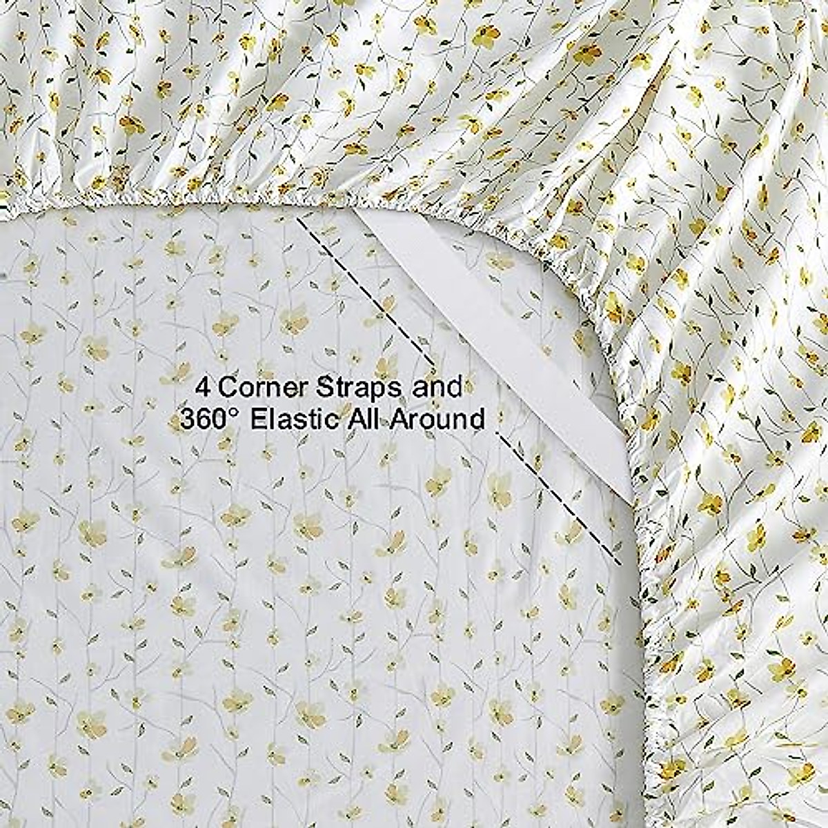 softan Full Sheet Set Floral Bed Sheets Full Printed Sheets Double - 4 Piece Soft Microfiber Patterned Fitted Sheets Full with 15" Deep Pocket, Yellow Flower