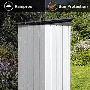 FRANSOUL 5Ft x 3Ft Outdoor Metal Garden Shed, Steel Garden Storage Shed with Single Lockable Door & Vents, Waterproof Anti-Corrosion Tool Storage Clearance for Backyard Patio Lawn, White