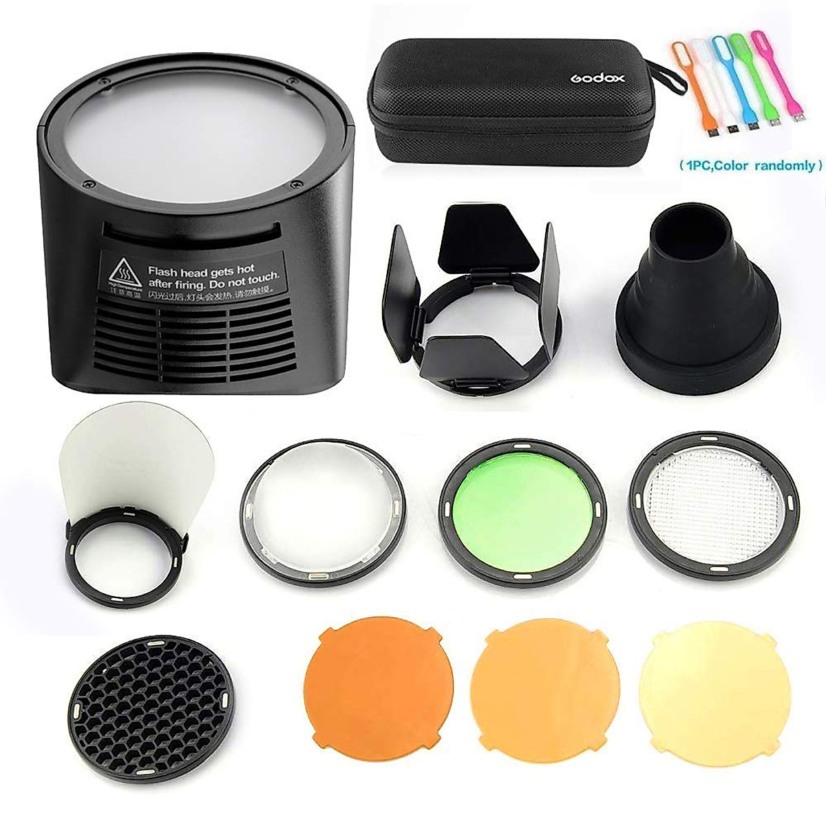 Godox AD200Pro AD200 PRO Pocket Strobe Flash, 200Ws TTL HSS 1/8000s 2.4G Studio Monolight, Lithium Battery Outdoor Speedlite with Godox H200R Ring Flash Head and Godox AK-R1 Round Head Accessories Kit